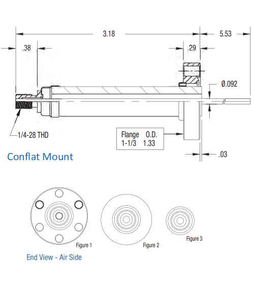 High Power Feedthrough 20kV 15A 1 Pin Nickel 1.33" Conflat Flange DN16 ...