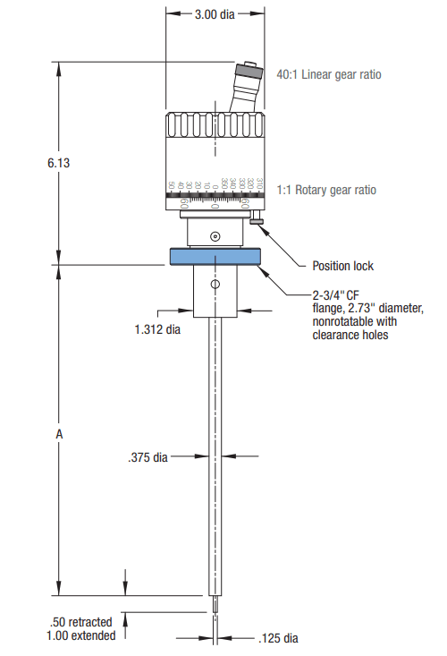 Precision Rotary-Linear Motion Feedthrough | 0.5" (12.7 mm) Travel ...